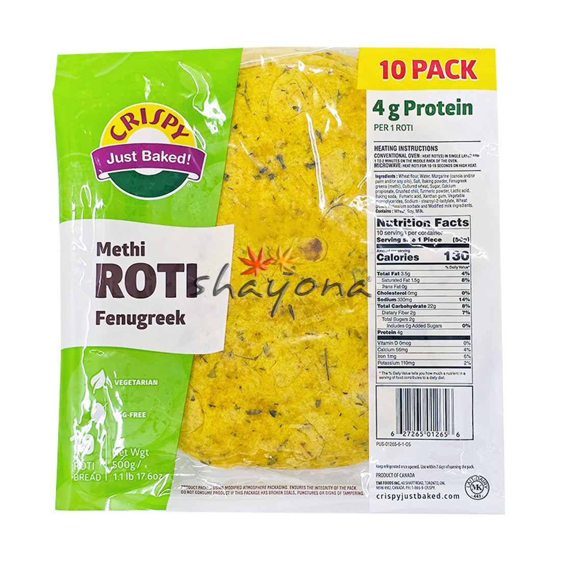 Crispy Just Baked Roti - Methi – Shayona UK
